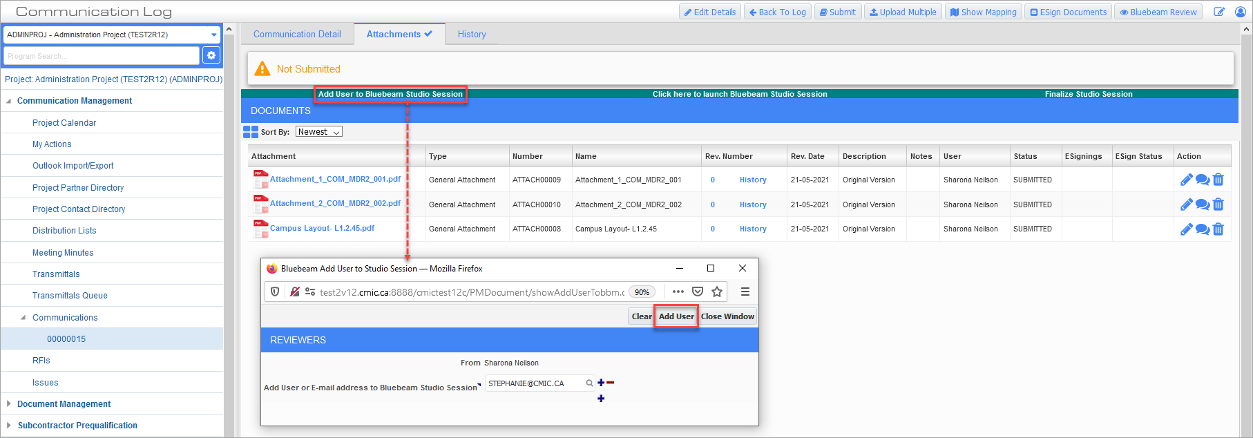 Bluebeam Integration - Create Bluebeam Studio Session