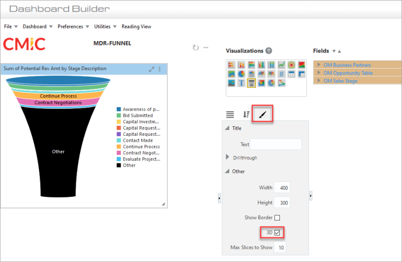 BI Dashboard Builder - Pie & Funnel Chart Visualizations