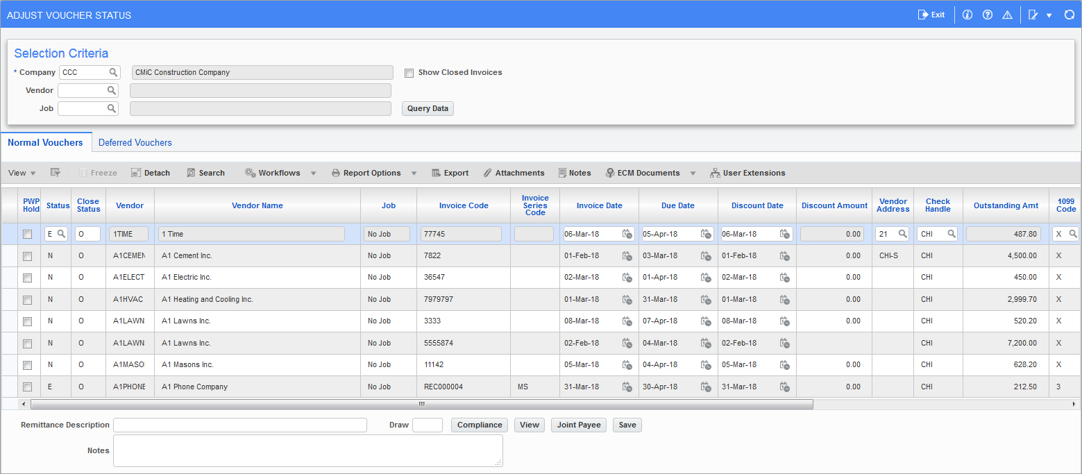 Accounts Payable - Adjust Voucher Status