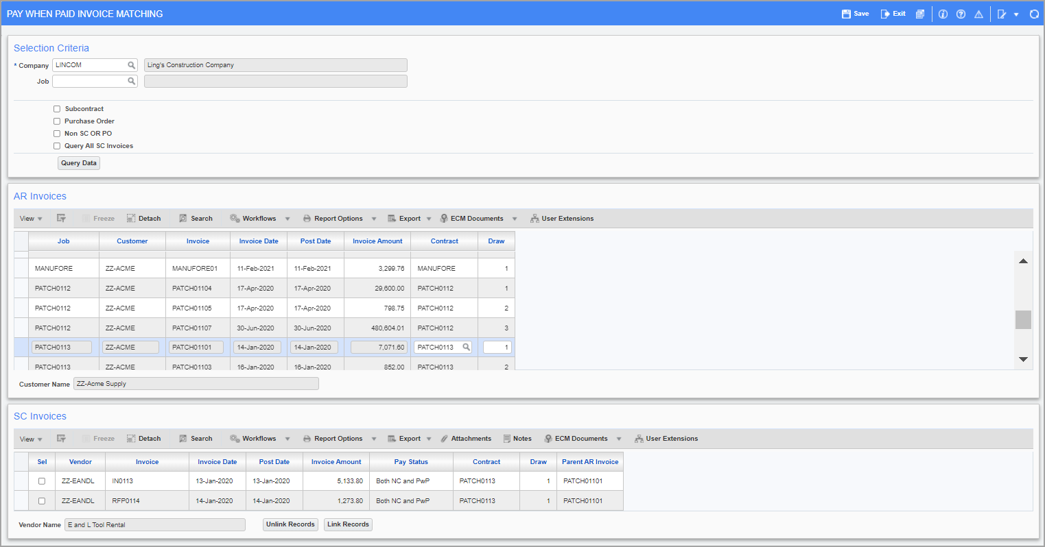 Accounts Receivable - Pay When Paid Invoice Matching
