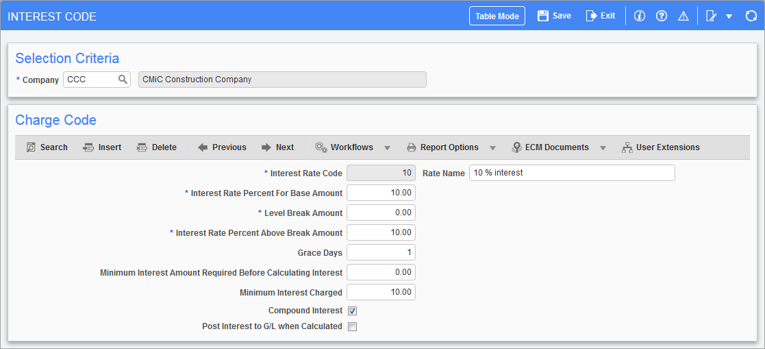 Accounts Receivable - Interest Code