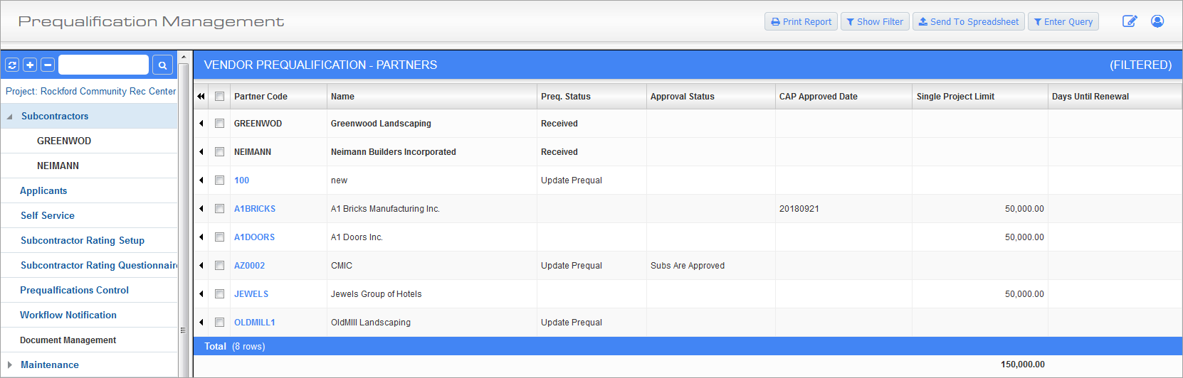 Subcontractor Prequalification - Subcontractor Log