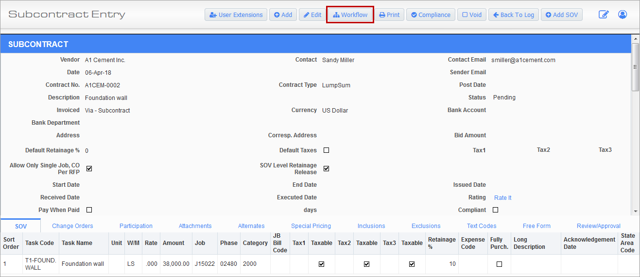 CMiC Field - Subcontract Integration with Workflow