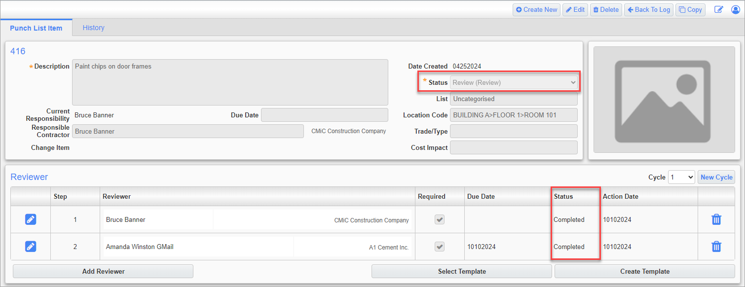 CMiC Field - Punch List Items