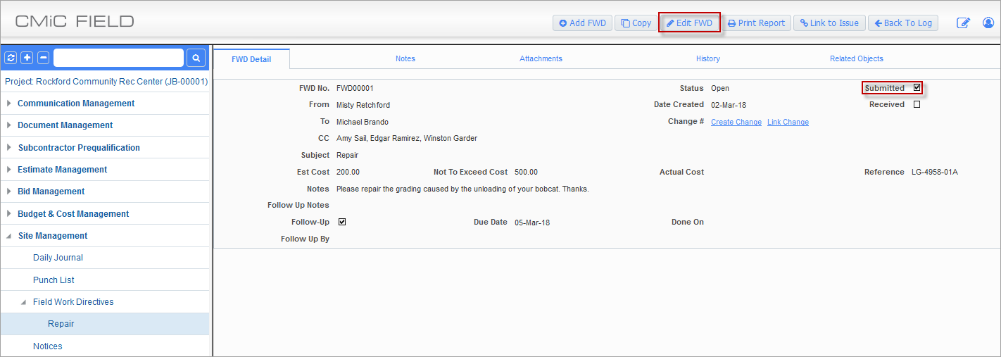 CMiC Field - Field Work Directives