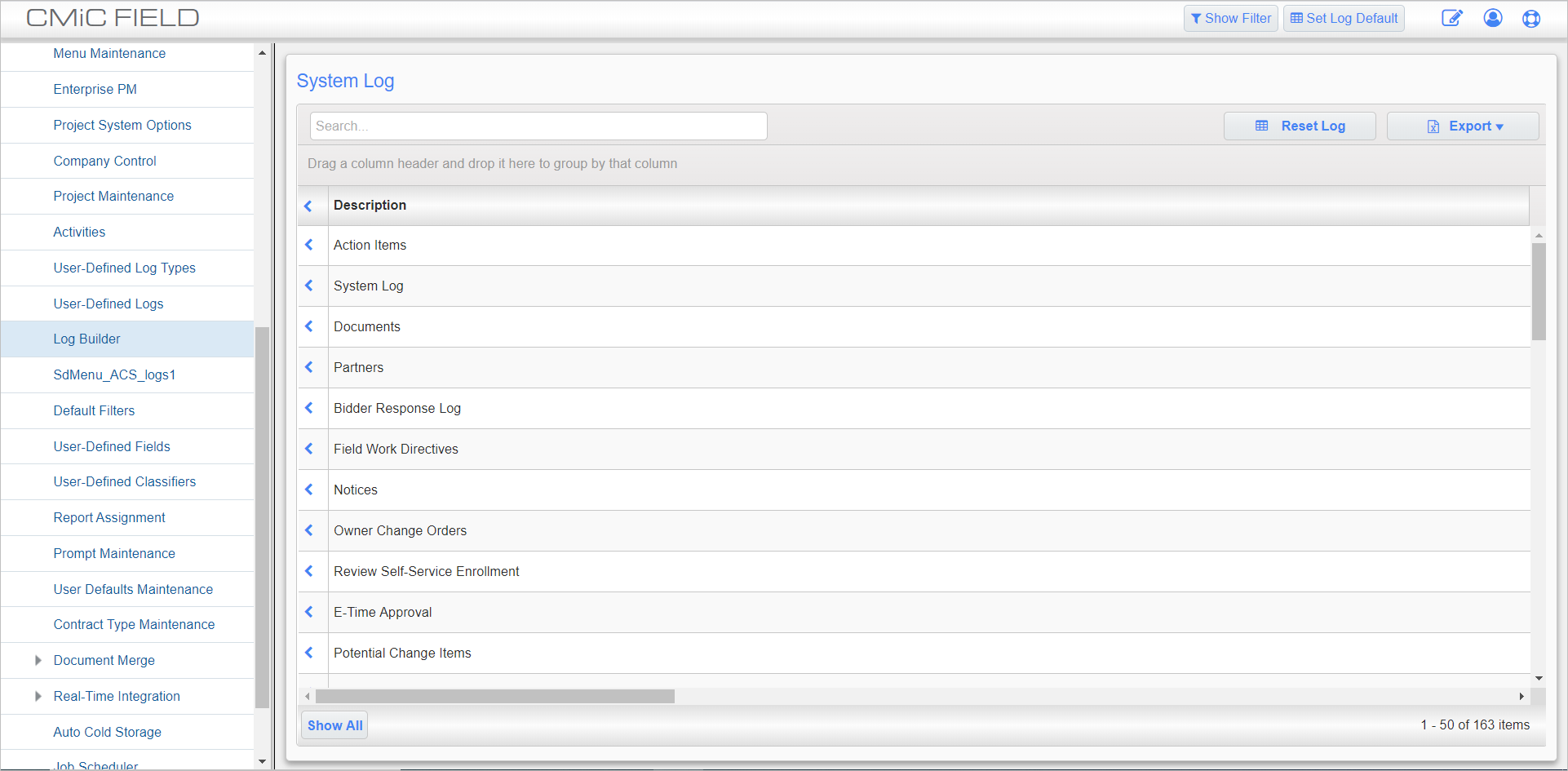 CMiC Field - Log Builder