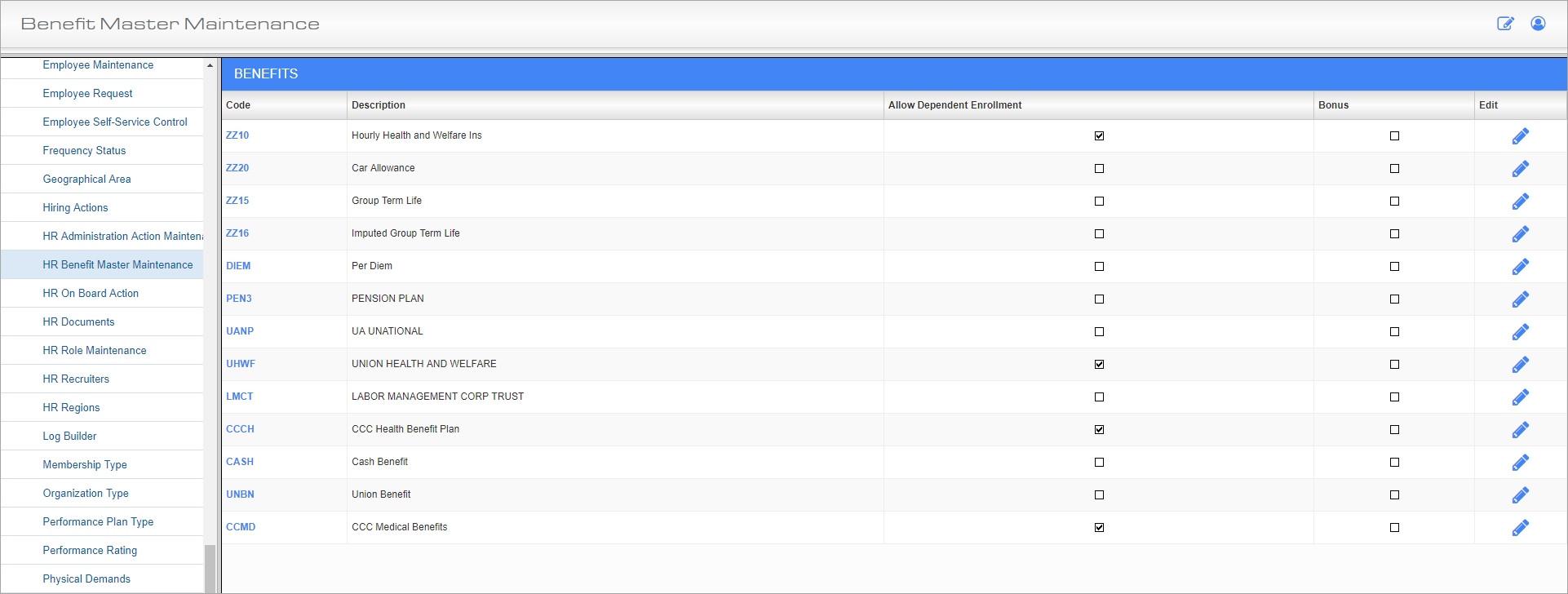 Human Capital Management - HR Benefit Master Maintenance