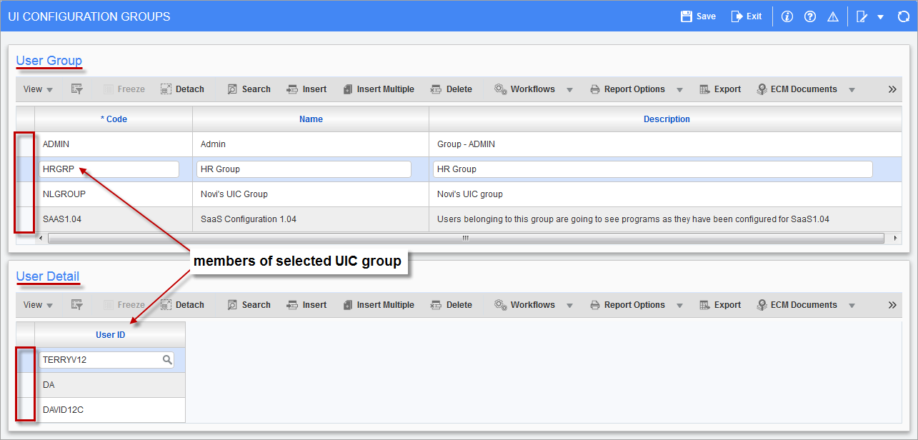 UI Console - UIC Group Maintenance
