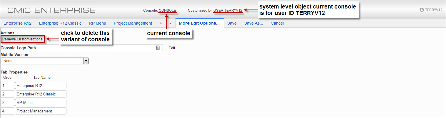 UI Console - Removing Customizations (Deleting Variants)