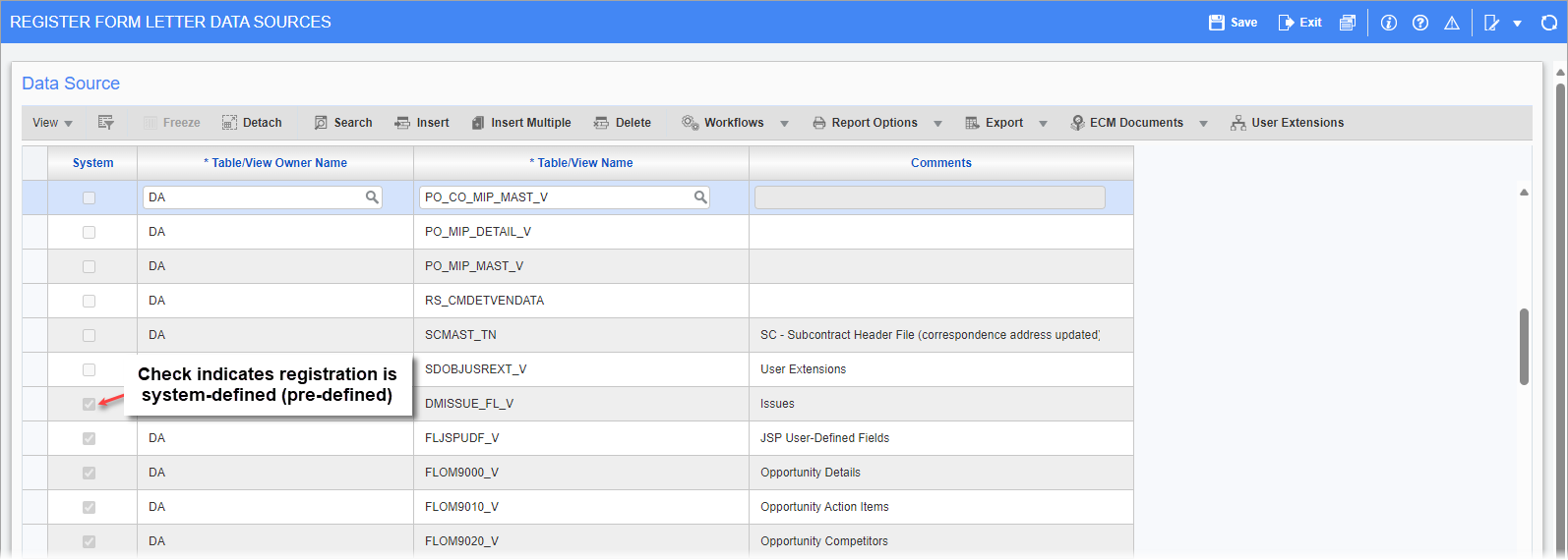 System Data - Register Data Sources