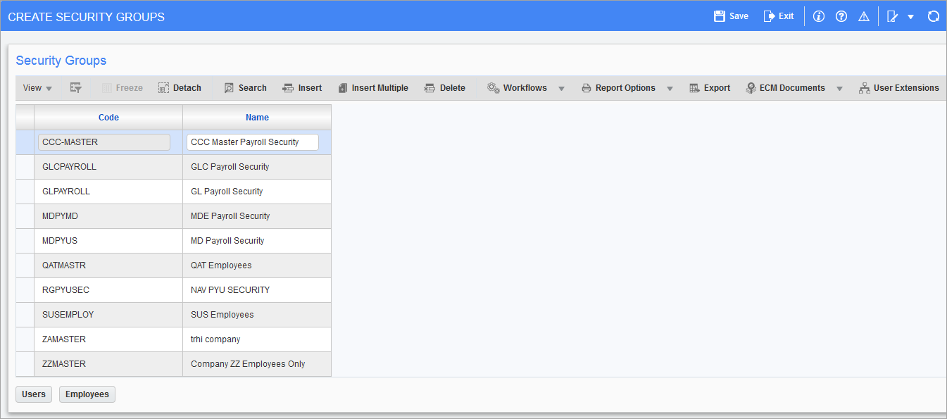 System Data - Payroll Security