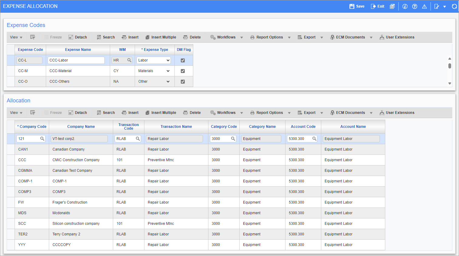 Preventive Maintenance - Expense Allocation