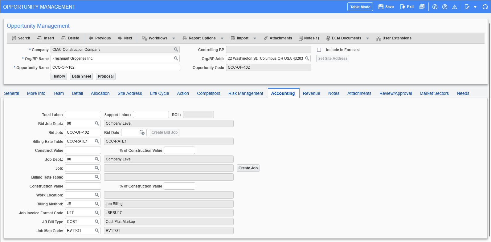 Opportunity Management - Opportunity - Accounting - Tab