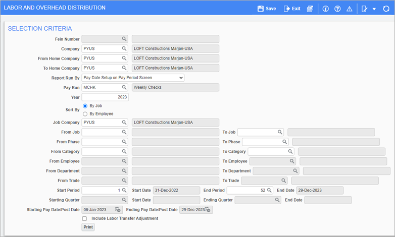 US Payroll - Labor and Overhead Distribution