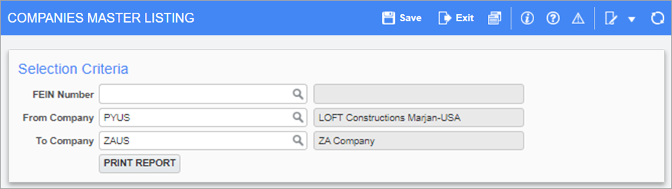 US Payroll - Companies Master Listing