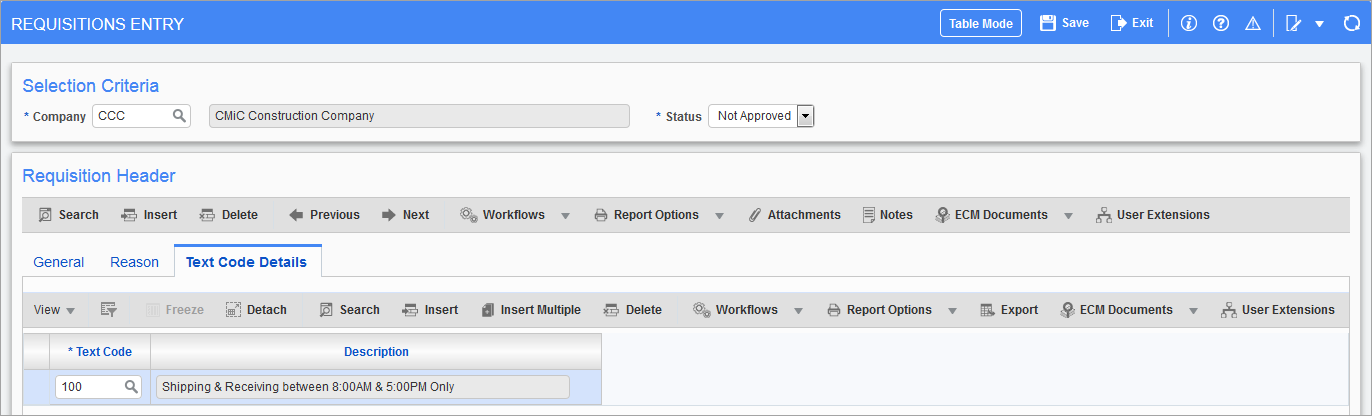 Requisitions - Requisition Entry
