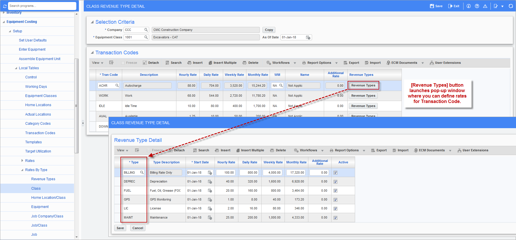 Equipment Costing - Rates By Type