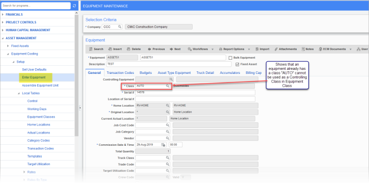 Equipment Costing - System Data Module