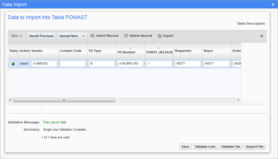 Purchase Order - PO Header Import