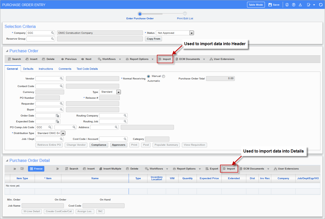 Purchase Order - Importing Purchase Orders
