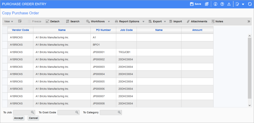 Purchase Order - Enter Purchase Order - Selection Criteria