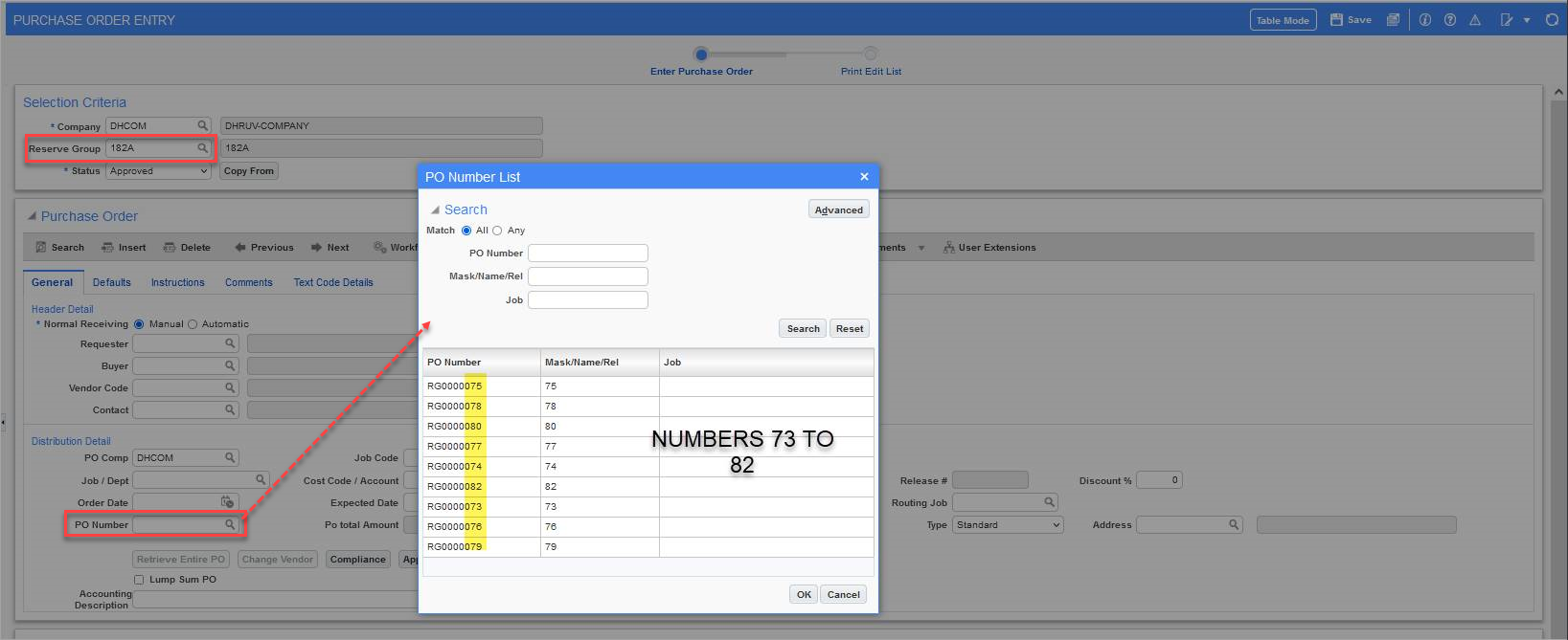Purchase Order - Using Unused Reserved PO Numbers
