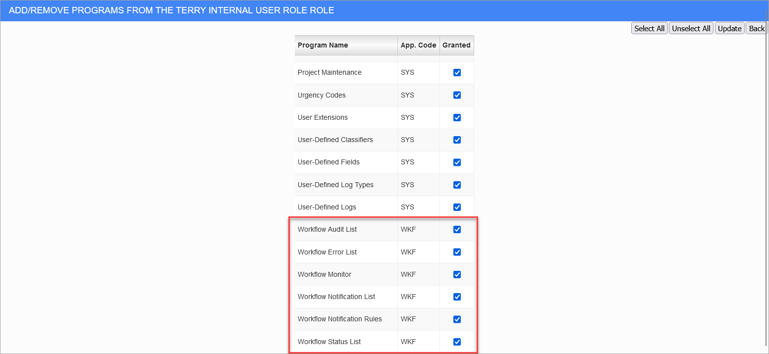 Workflow - Security Role Maintenance for Workflow