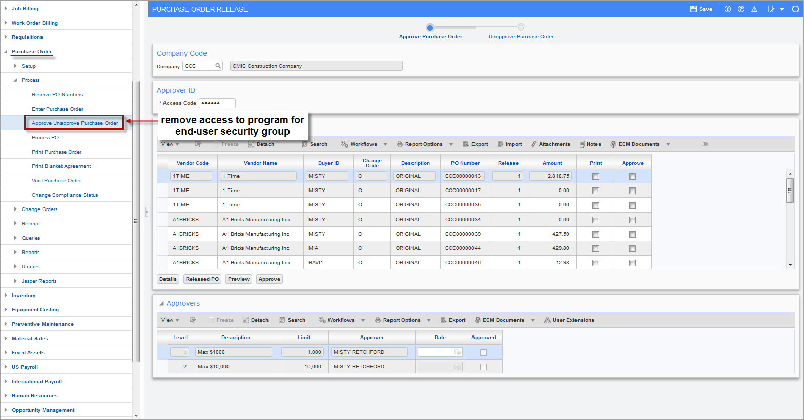 Workflow - Purchase Order Workflow Security