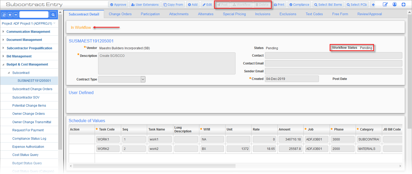 Workflow - CMiC Field Subcontract Workflow