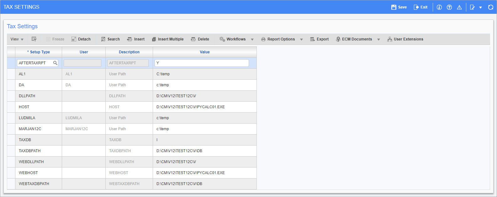 US Payroll - Tax Settings