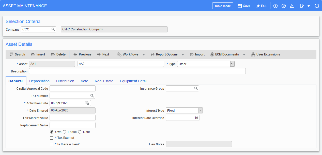 Fixed Assets - Asset Maintenance