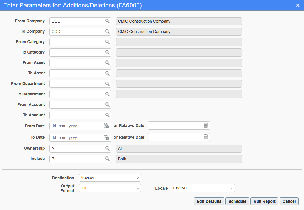 Fixed Assets - Additions/Deletions
