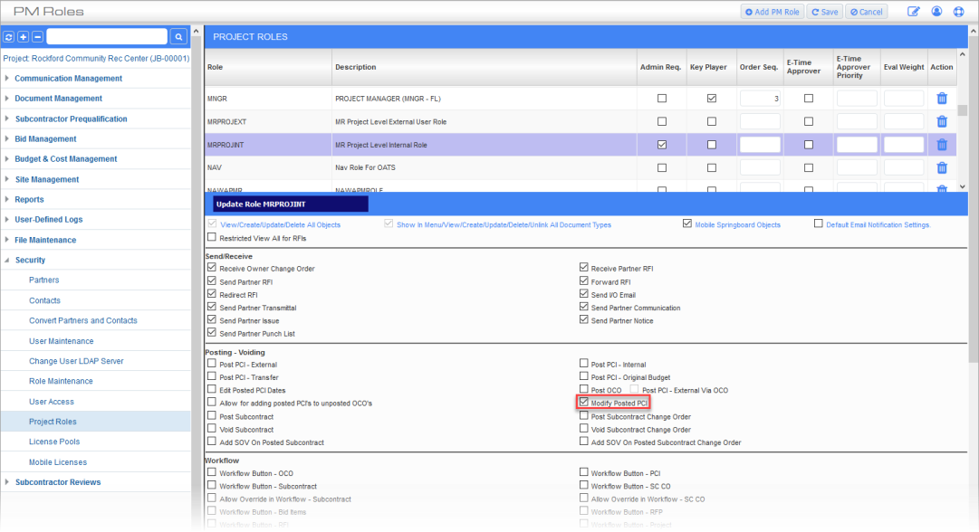 CMiC Field - Modifying Posted PCIs