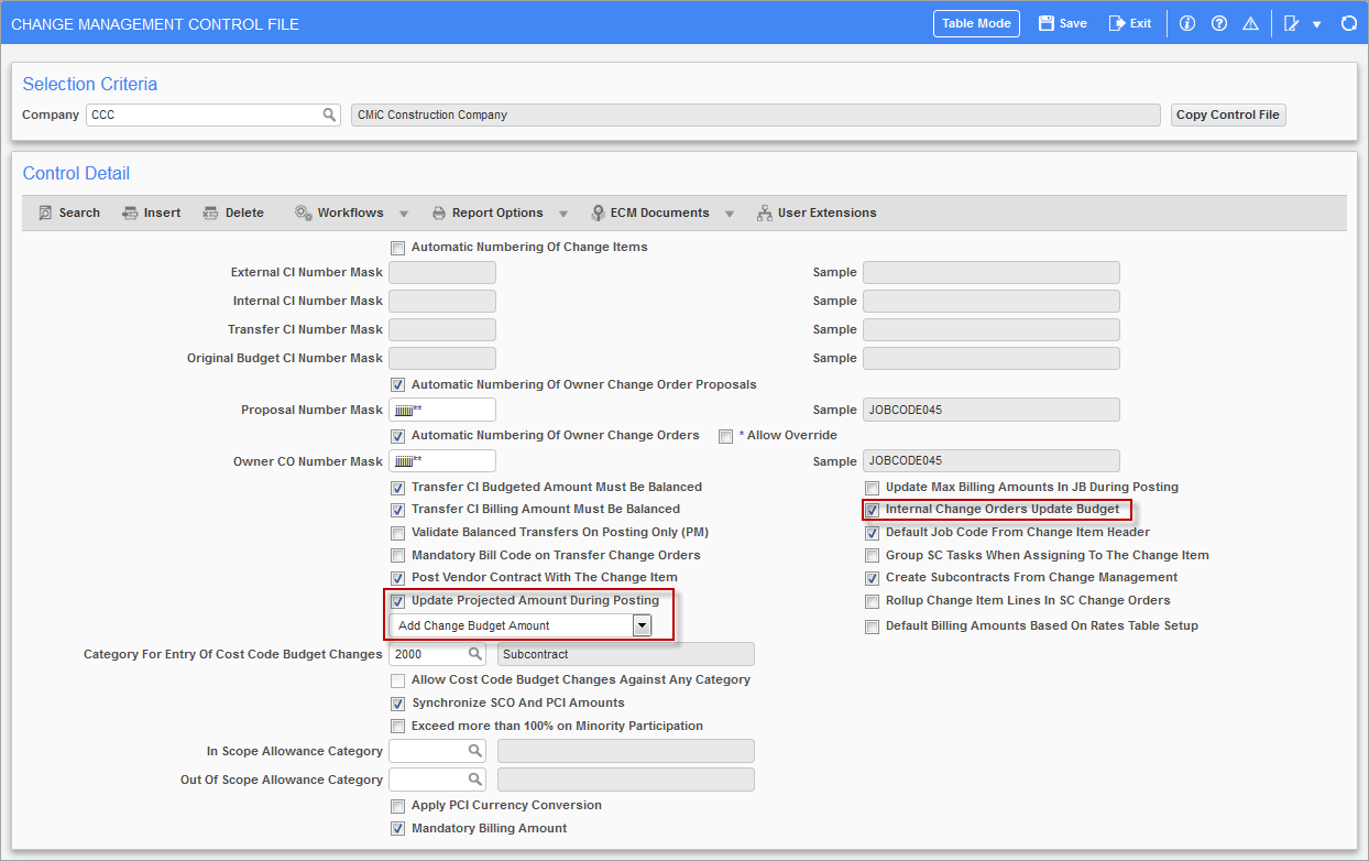 Contract Forecasting - Setup - Change Management Module