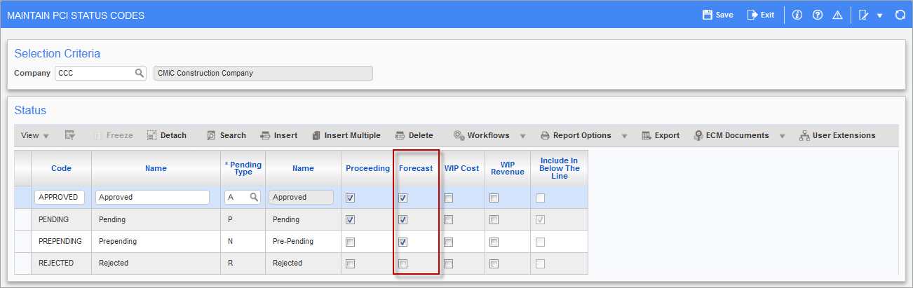 Contract Forecasting - Setup - Change Management Module