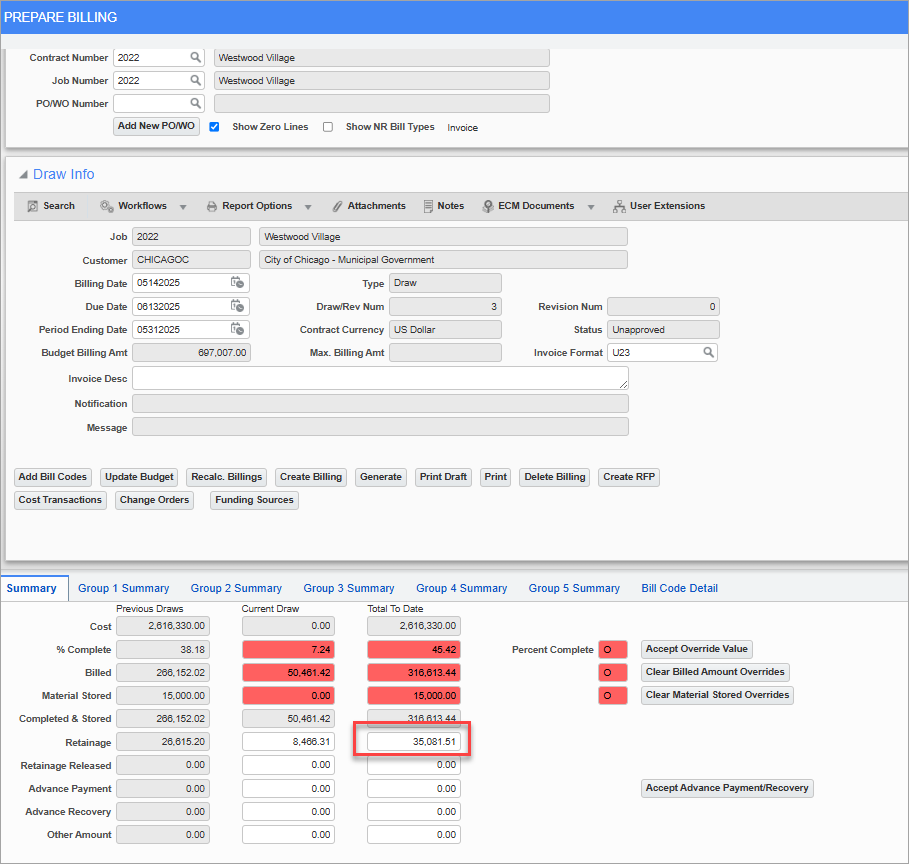 Job Billing - HLDBK - Holback Billing Invoice
