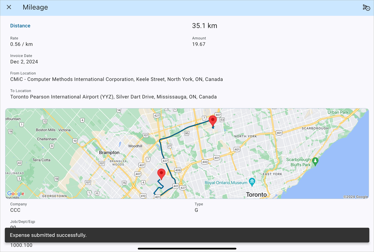 Construct ESS - Expenses - Mileage
