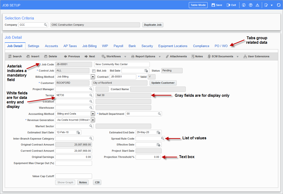 Getting Started - Tabs and Data Fields