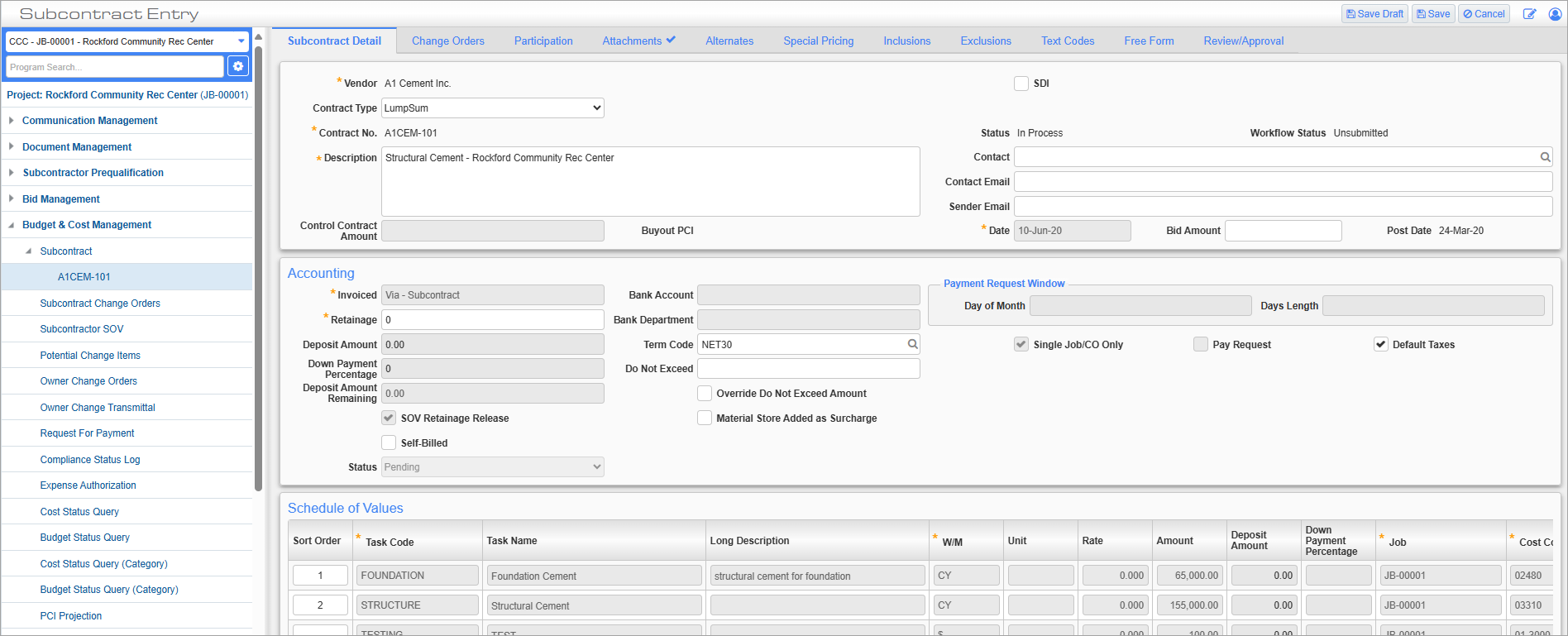 CMiC Field - Subcontracts