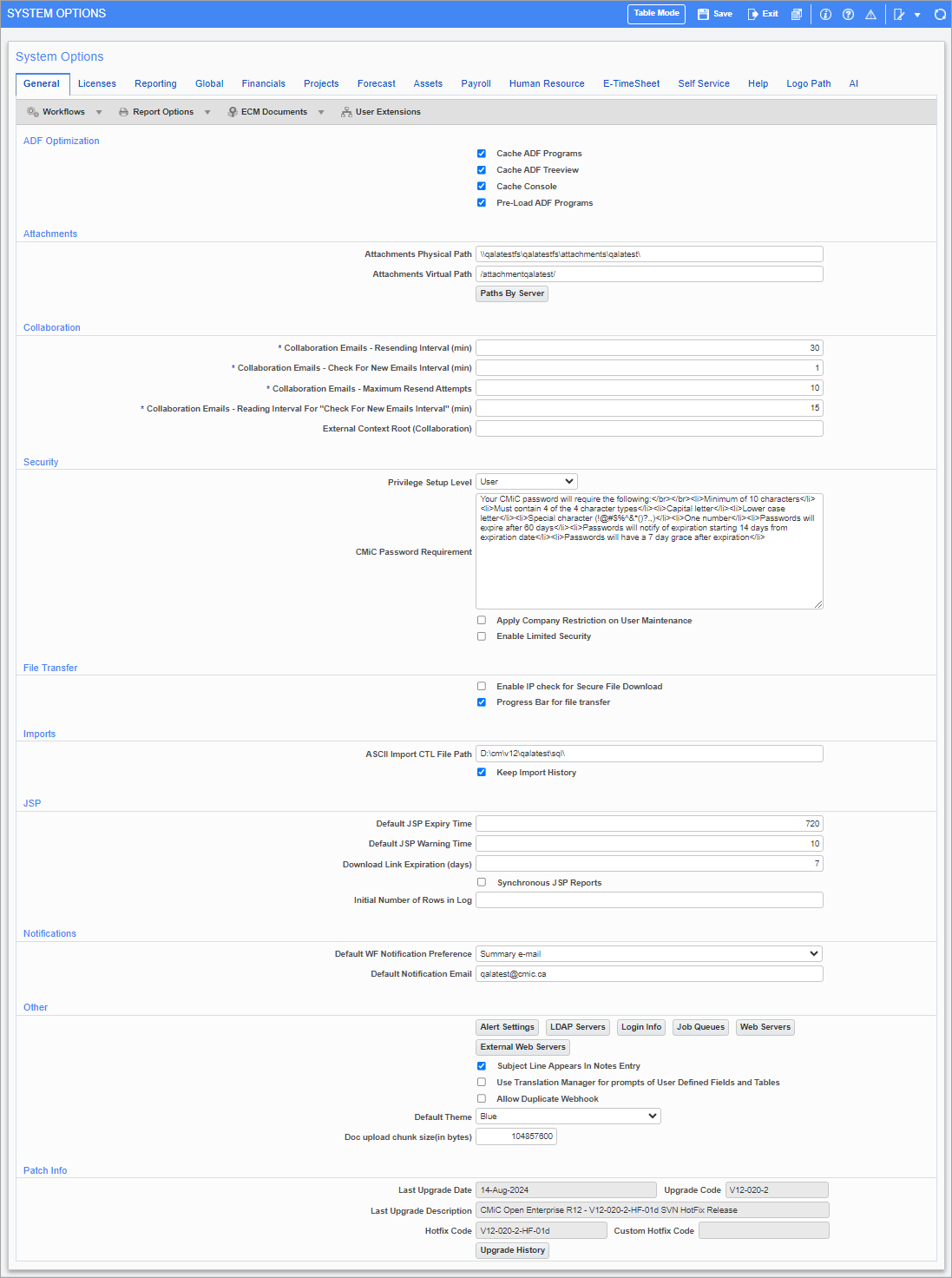 System Data - System Options - General - Tab
