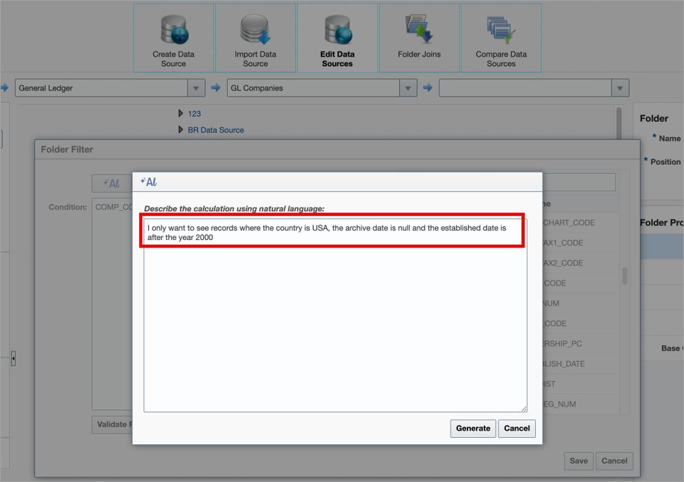Patch 22 Highlight - BI Catalog Builder - AI Assistant for Folder Filters