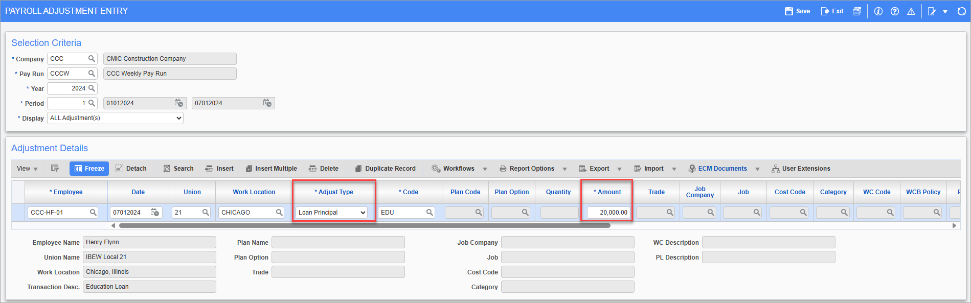 US Payroll - Adjustments