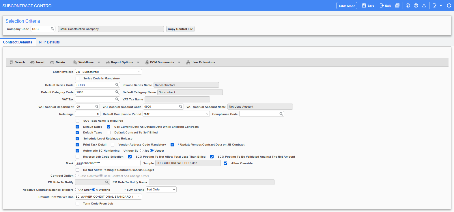 Subcontract Management - Control (SC Control File)