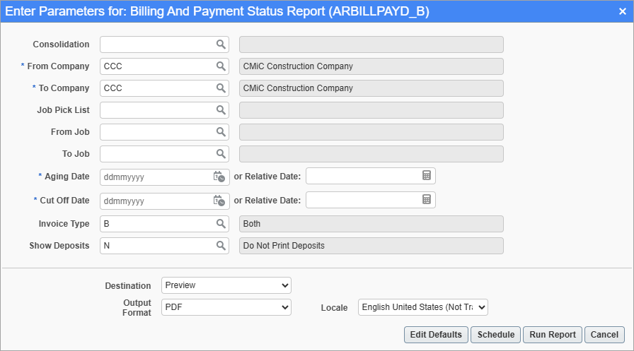 Accounts Receivable - Billing and Payment Status Report