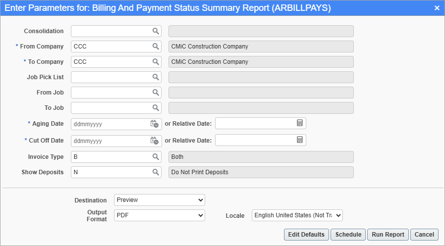 Accounts Receivable - Billing and Payment Status Report Summary