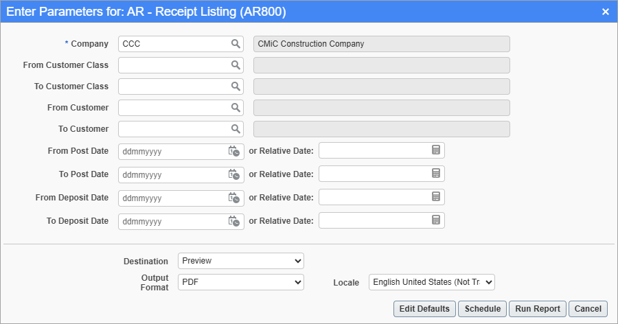 Accounts Receivable - AR - Receipt Listing