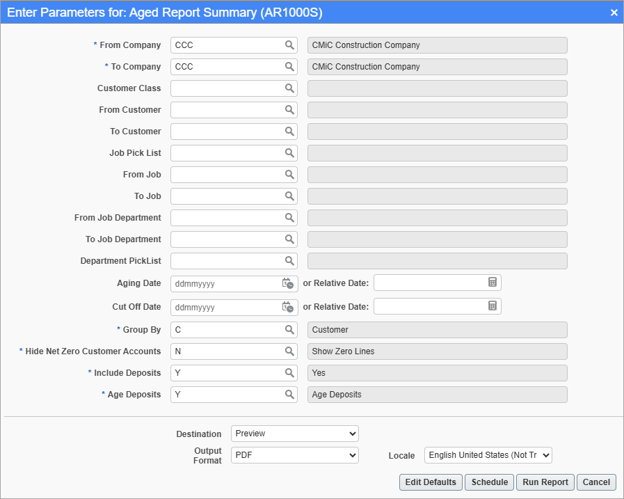 Accounts Receivable - Aged Report Summary