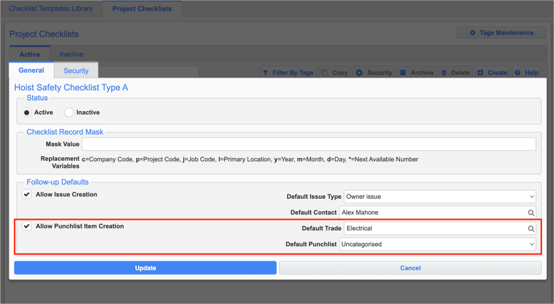 Construct PM - Linking Punch List Items to Checklists