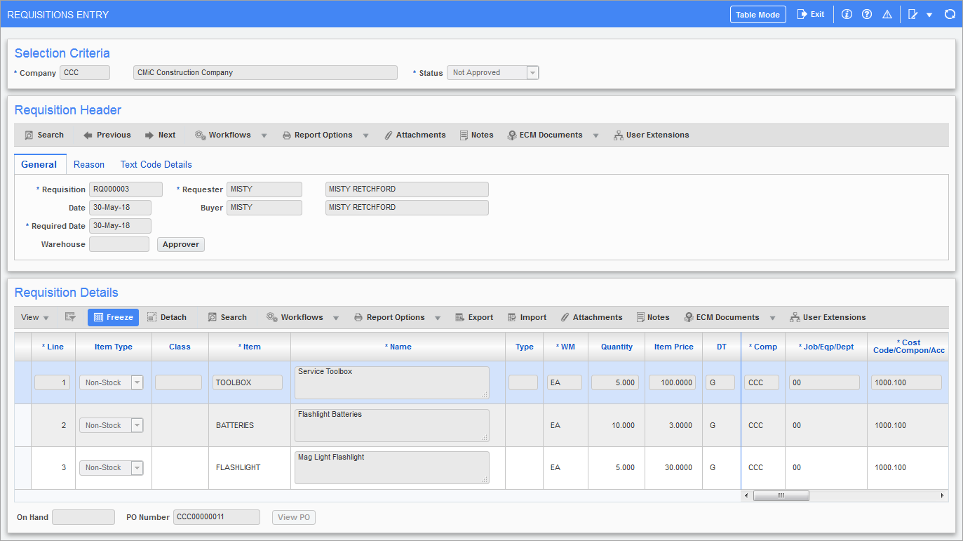 Purchase Order - Enter Purchase Order