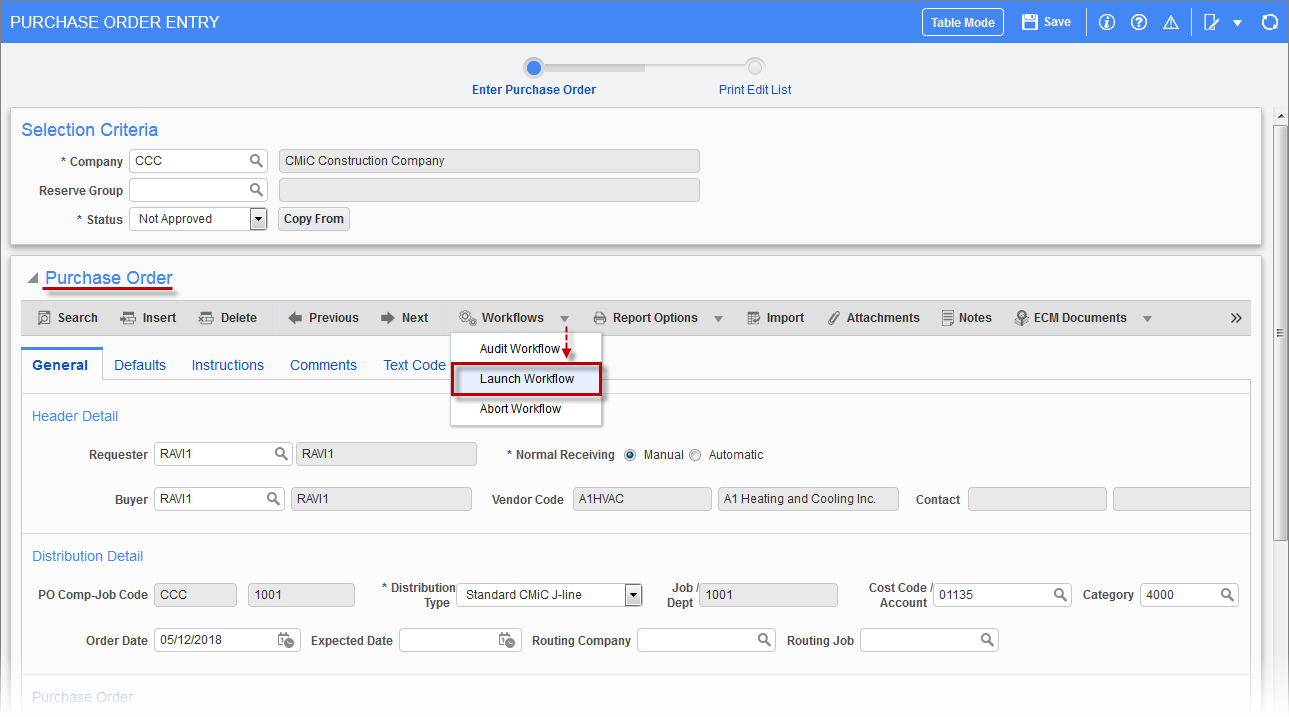 Workflow - Purchase Order Workflow